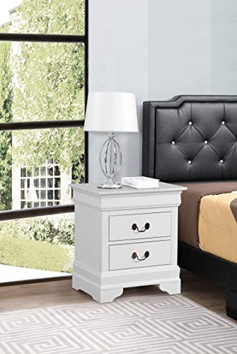 Glory Furniture Louis Phillipe , White Nightstand, 24" H X 22" W X 16" D