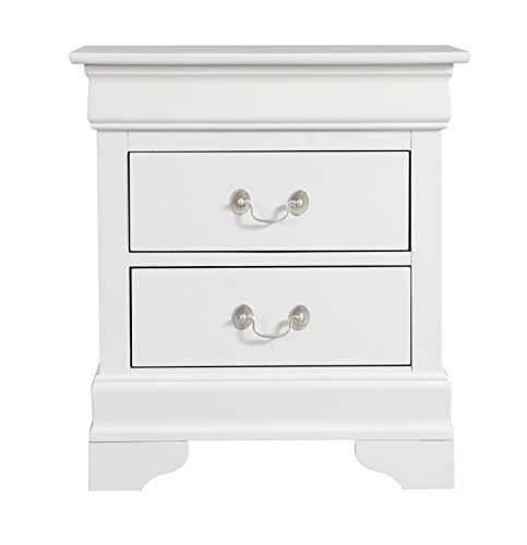 Glory Furniture Louis Phillipe , White Nightstand, 24" H X 22" W X 16" D