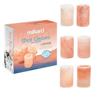 milliard 6 pack premium himalayan salt shot glasses,pink tequila shot glasses, make drinking tequila simple and easy