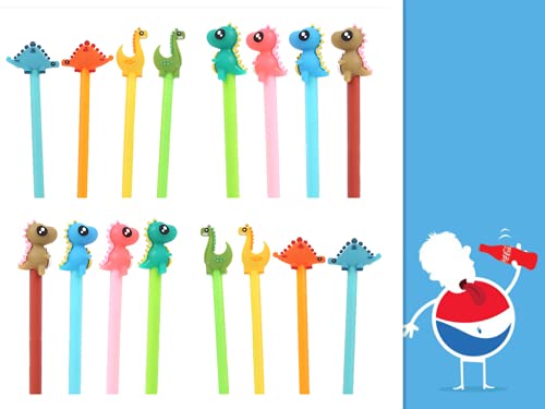 RECHENG Cute dinosaur black ink pens,Cartoon fun kawaii writing gel pens for kids office school supplies,16pcs Set (cute dinosaur)