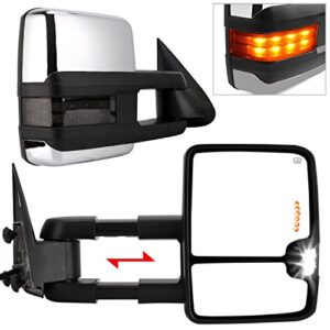 perfit zone towing mirrors power heat for silverado avalanche suburban tahoe sierra yukon cadillac 2003 2004 2005 2006 2007 smoke signal w/led arrow towing mirrors chrome pair