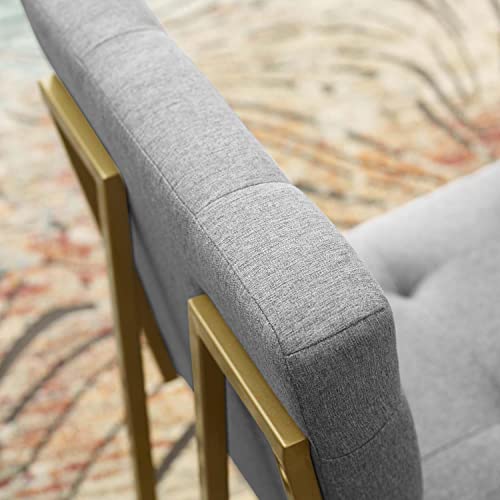 Modway Privy Upholstered Gold Stainless Steel Dining Chair in Gold Light Gray