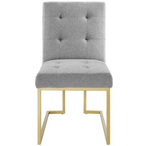 Modway Privy Upholstered Gold Stainless Steel Dining Chair in Gold Light Gray