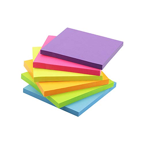 Early Buy Sticky Notes 6 Bright Color 6 Pads Self-Stick Notes 4 in x 4 in, 70 Sheets/Pad