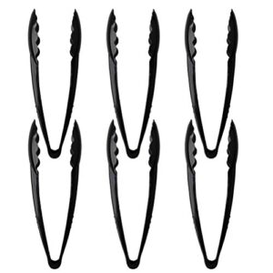 sumaju 6pcs black serving tongs, plastic tongs disposable mini toast tongs for candy bar pasta bbq appetizers pastries