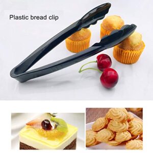 SUMAJU 6PCS Black Serving Tongs, Plastic Tongs Disposable Mini Toast Tongs for Candy Bar Pasta BBQ Appetizers Pastries