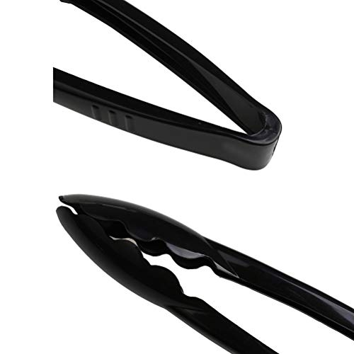 SUMAJU 6PCS Black Serving Tongs, Plastic Tongs Disposable Mini Toast Tongs for Candy Bar Pasta BBQ Appetizers Pastries