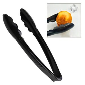 SUMAJU 6PCS Black Serving Tongs, Plastic Tongs Disposable Mini Toast Tongs for Candy Bar Pasta BBQ Appetizers Pastries