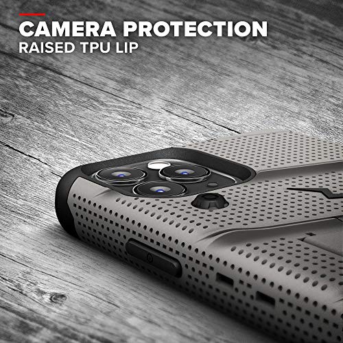 ZIZO Bolt Series iPhone 11 Pro Case - Heavy-Duty Military-Grade Drop Protection w/Kickstand Included Belt Clip Holster Tempered Glass Lanyard - Gun Metal Gray