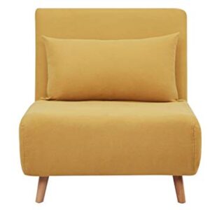 GIA Tri-Fold Convertible Polyester Sofa Bed Chair with Removable Pillow and Legs, Yellow 1 pack