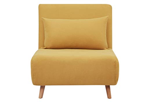 GIA Tri-Fold Convertible Polyester Sofa Bed Chair with Removable Pillow and Legs, Yellow 1 pack