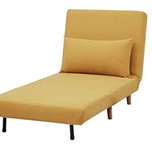 GIA Tri-Fold Convertible Polyester Sofa Bed Chair with Removable Pillow and Legs, Yellow 1 pack