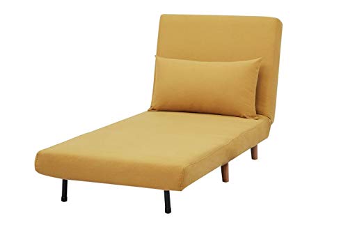 GIA Tri-Fold Convertible Polyester Sofa Bed Chair with Removable Pillow and Legs, Yellow 1 pack