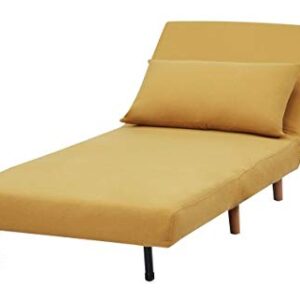 GIA Tri-Fold Convertible Polyester Sofa Bed Chair with Removable Pillow and Legs, Yellow 1 pack