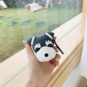 UR Sunshine AirPods Case, Newest Super Cute Sherry Schnauzer Dog Puppy AirPods Case, Ideal Gift Soft Silicone Earphone Protection Skin for AirPods1&2+Hook -Black