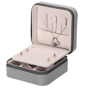 ANWBROAD Travel Jewelry Box Jewelry Case Small Jewelry Box Pportable Mini Display Storage Case with Mirror for Rings Earrings Necklace Bracelets Earrings for Girls Women Faux Leather UJJB001H