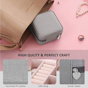 ANWBROAD Travel Jewelry Box Jewelry Case Small Jewelry Box Pportable Mini Display Storage Case with Mirror for Rings Earrings Necklace Bracelets Earrings for Girls Women Faux Leather UJJB001H