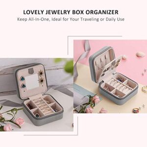 ANWBROAD Travel Jewelry Box Jewelry Case Small Jewelry Box Pportable Mini Display Storage Case with Mirror for Rings Earrings Necklace Bracelets Earrings for Girls Women Faux Leather UJJB001H