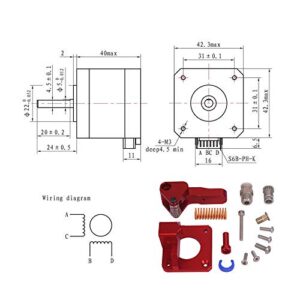 Sunhokey Dual Gear Extruder, Aluminum Dual Drive Extruder Upgrade Kit , Compatible with Creality Ender 3 CR10 CR-10 Pro CR-10S, Drive Feed for 3D Printer 1.75mm Filament