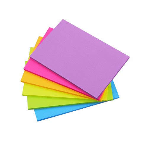 Early Buy Sticky Notes 6 Bright Color 6 Pads Self-Stick Notes 4 in x 6 in, 45 Sheets/Pad