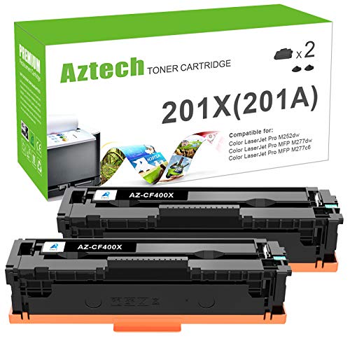 Aztech Compatible Toner Cartridge Replacement for HP 201X CF400X 201A CF400A High Yield for HP Color Pro MFP M277dw M252dw M277n M277c6 M252n M277n Printer Toner Cartridges Ink Black, 2-Pack