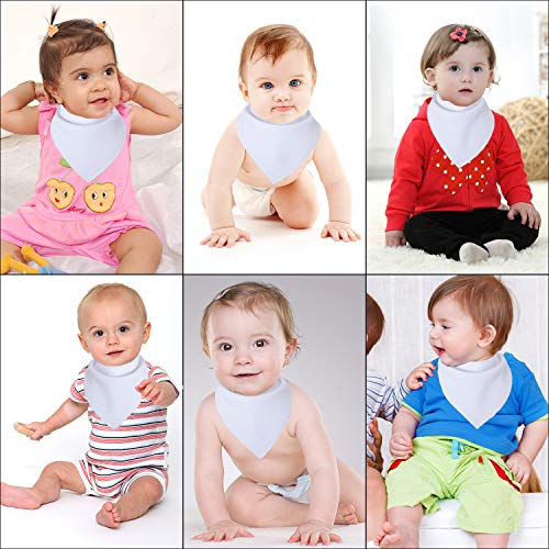 Maiwa Cotton White Bandana Drool Bibs for Baby Girl Boys for Drooling and Teething for 8 Pack