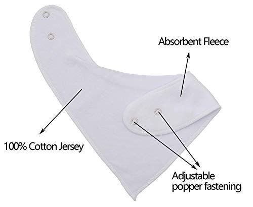 Maiwa Cotton White Bandana Drool Bibs for Baby Girl Boys for Drooling and Teething for 8 Pack