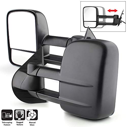 Acanii - Manual Non Heat Towing Telescoping Side Mirrors For Driver + Passenger 07-14 Suburban Silverado Avalanche Tahoe