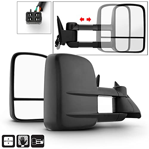 Acanii - Telescope Dual Arm Mount Towing Power Non Heat Side Mirrors Driver+Passenger For 88-98 Chevy/GMC C/K 1500 2500