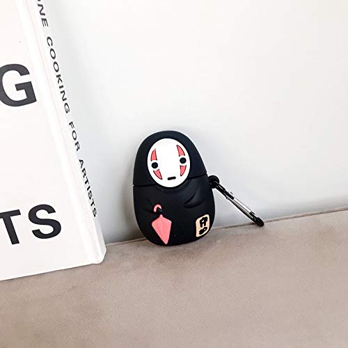 BONTOUJOUR Case Compatible with AirPods 1/2, Super Cute Creative Sitting Faceless Man No Face Man Holding Umbrella Design Case, Soft Silicone Earphone Protection Skin +Hook