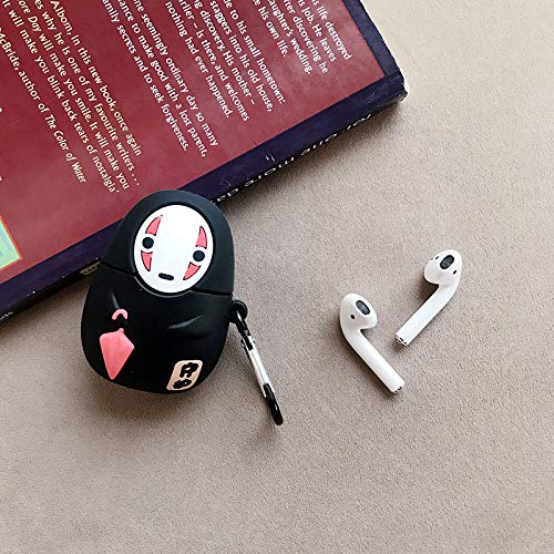 BONTOUJOUR Case Compatible with AirPods 1/2, Super Cute Creative Sitting Faceless Man No Face Man Holding Umbrella Design Case, Soft Silicone Earphone Protection Skin +Hook