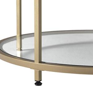 Studio Designs Home Camber 2-Tier Modern 38" Round Coffee Table in Gold/Clear Glass