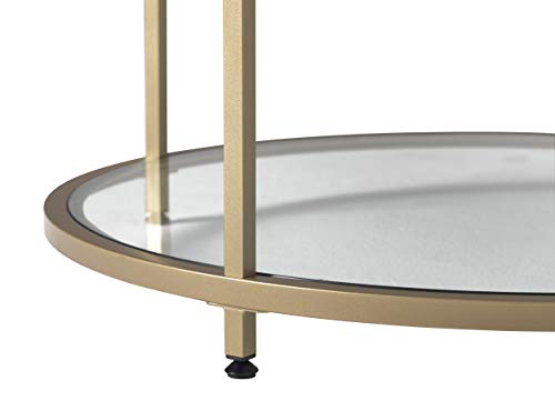 Studio Designs Home Camber 2-Tier Modern 38" Round Coffee Table in Gold/Clear Glass