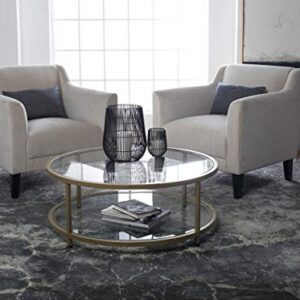 Studio Designs Home Camber 2-Tier Modern 38" Round Coffee Table in Gold/Clear Glass