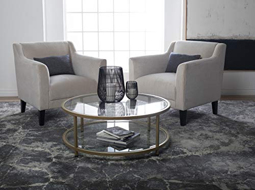 Studio Designs Home Camber 2-Tier Modern 38" Round Coffee Table in Gold/Clear Glass