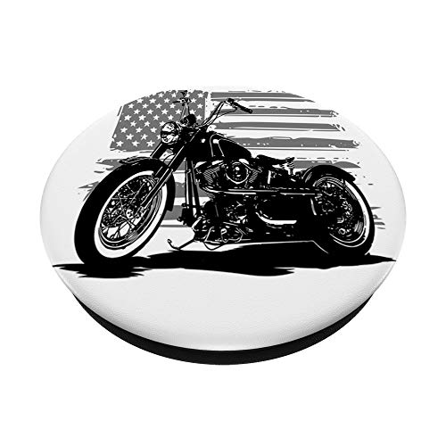 Vintage American USA Flag Motorcycle PopSockets PopGrip: Swappable Grip for Phones & Tablets