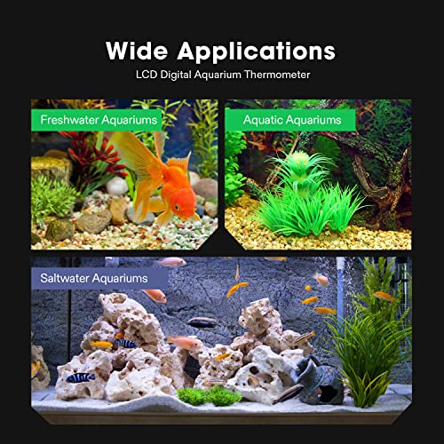 VIVOSUN 1-Pack LCD Digital Aquarium Thermometer Fish Tank Water Terrarium Temperature with Suction Cup for Turtle