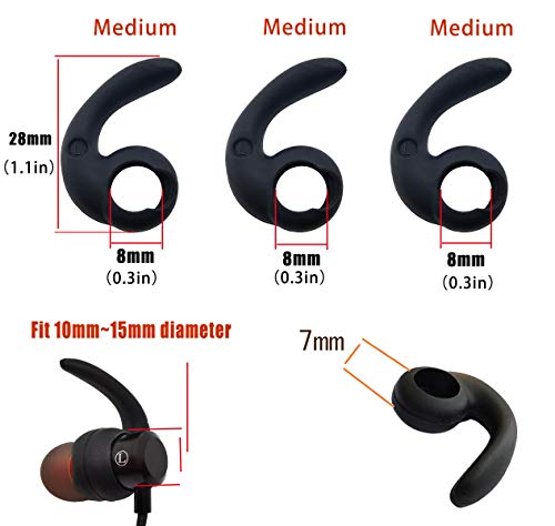 Earbuds Replacement Tips Soft Silicone Earbud Locks Sport Grips Earphones Stabilizer Fins Wings Tips for in-Ear and Ear Canal Earbuds (2Black-M)