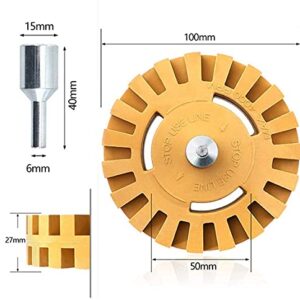 Dualshine Decal Remover Eraser Wheel, Rubber Wheel Decal Remover Car Sticker Remover Tool Rubber Decal Eraser Wheel Adhesive Remover 4”Pad with Drill Adapter Kit