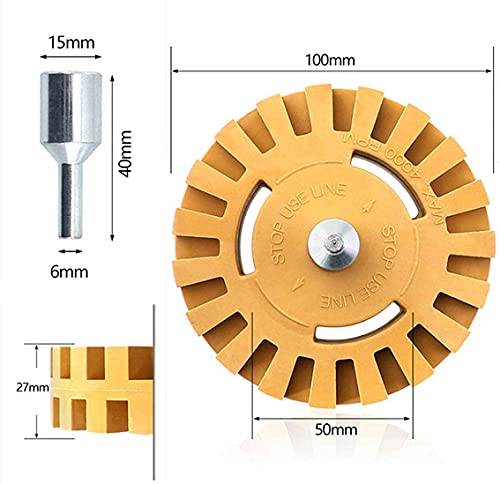 Dualshine Decal Remover Eraser Wheel, Rubber Wheel Decal Remover Car Sticker Remover Tool Rubber Decal Eraser Wheel Adhesive Remover 4”Pad with Drill Adapter Kit