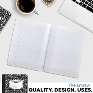 Emraw Composition Books Black & White Marble Style Durable Cover Notebooks Wide Ruled Ruled Paper 100 Sheets Writing Book for school and journaling (Pack of 6)