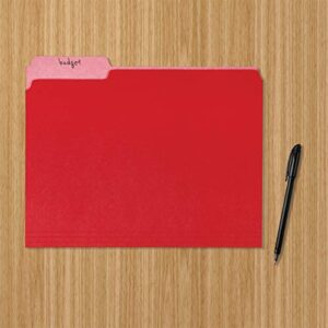 Amazon Basics File Folders, Letter Size, 1/3 Cut Tab, Red, 36-Pack