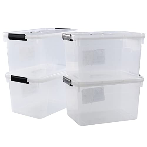 Fiazony 4-Pack 10 L Clear Latch Storage Box with Lid