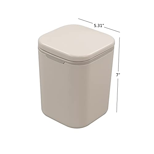 Morcte 1-Pack 0.5 Gallon Tiny Trash Can, 2 L Mini Desktop Garbage Can with Push Button Lid, White