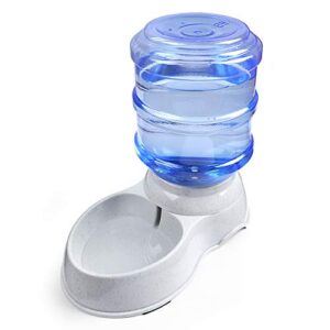 pet water dispenser station - 1 gal replenish pet waterer for dog cat animal automatic gravity water drinking fountain bottle bowl dish stand