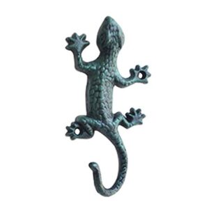 Wall Mount Cast Iron Gecko Shaped Hook Coat Hat Clothes Hanger/Cast Iron Decorative Wall Hook - Gecko Hook Hanger Holder Coat Apron Hat Towel Wall Hook, Wall Hanging Decoration Hook