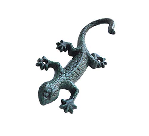 Wall Mount Cast Iron Gecko Shaped Hook Coat Hat Clothes Hanger/Cast Iron Decorative Wall Hook - Gecko Hook Hanger Holder Coat Apron Hat Towel Wall Hook, Wall Hanging Decoration Hook