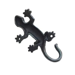 Wall Mount Cast Iron Gecko Shaped Hook Coat Hat Clothes Hanger/Cast Iron Decorative Wall Hook - Gecko Hook Hanger Holder Coat Apron Hat Towel Wall Hook, Wall Hanging Decoration Hook