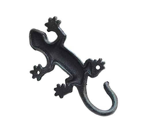 Wall Mount Cast Iron Gecko Shaped Hook Coat Hat Clothes Hanger/Cast Iron Decorative Wall Hook - Gecko Hook Hanger Holder Coat Apron Hat Towel Wall Hook, Wall Hanging Decoration Hook