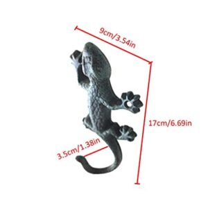 Wall Mount Cast Iron Gecko Shaped Hook Coat Hat Clothes Hanger/Cast Iron Decorative Wall Hook - Gecko Hook Hanger Holder Coat Apron Hat Towel Wall Hook, Wall Hanging Decoration Hook